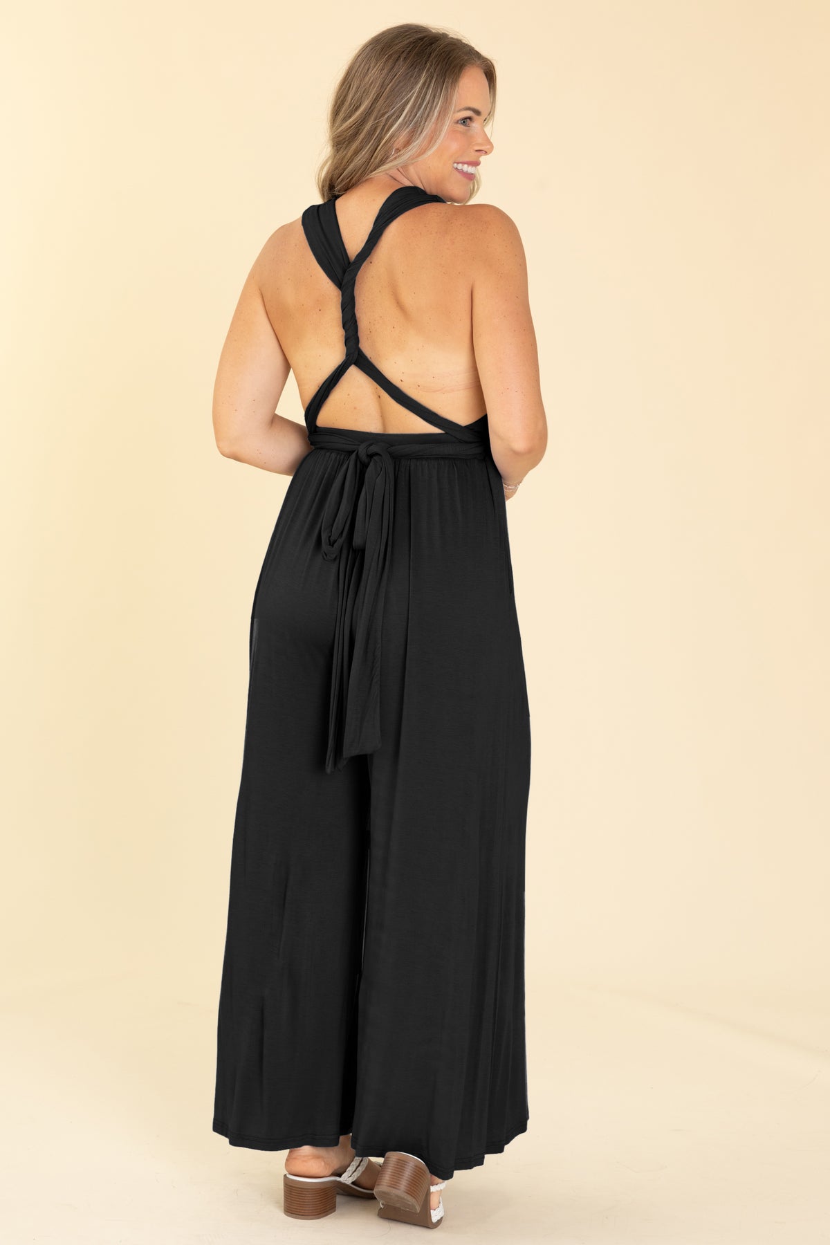 Black Convertible Strap Wide Leg Jumpsuit · Filly Flair