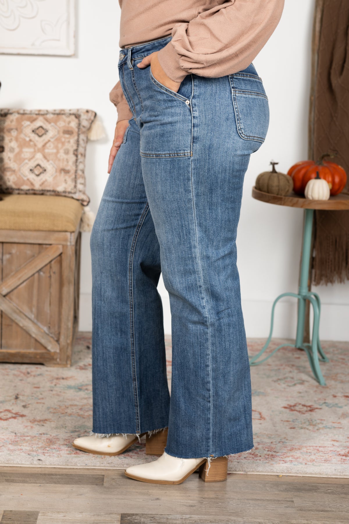 Mica Medium Wash High Rise Wide Leg Jeans · Filly Flair