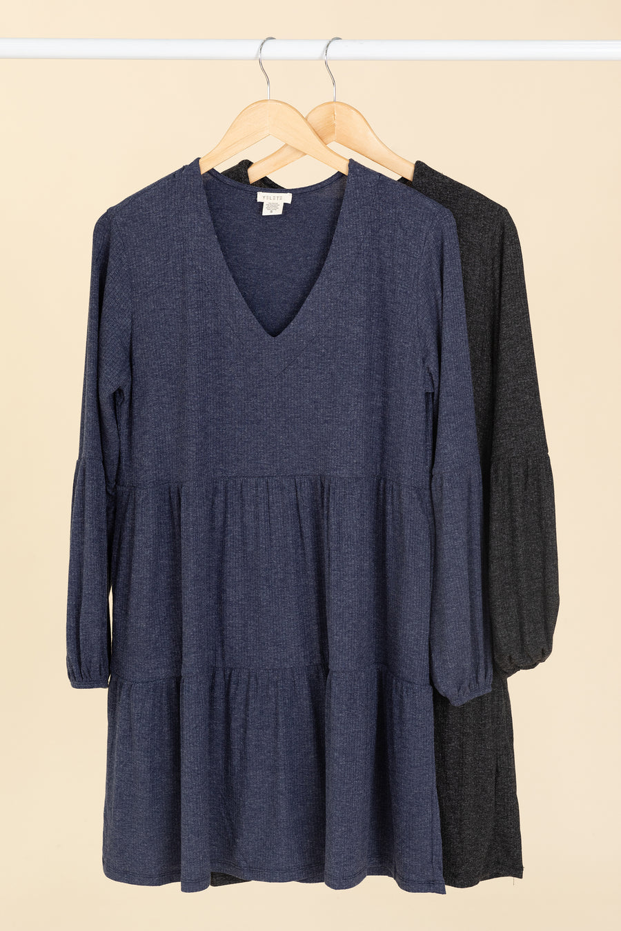 V-Neck Tiered Ribbed Flowy Dresses · Filly Flair