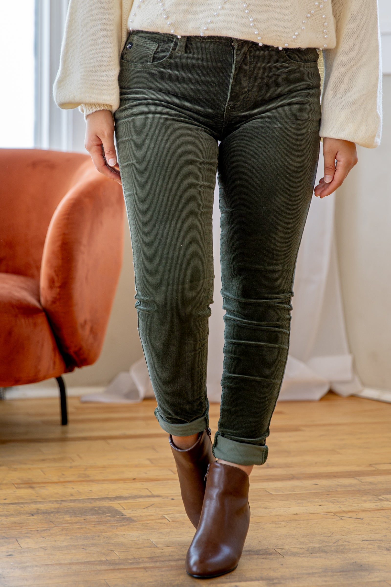 KanCan Olive Corduroy Skinny Pants · Filly Flair