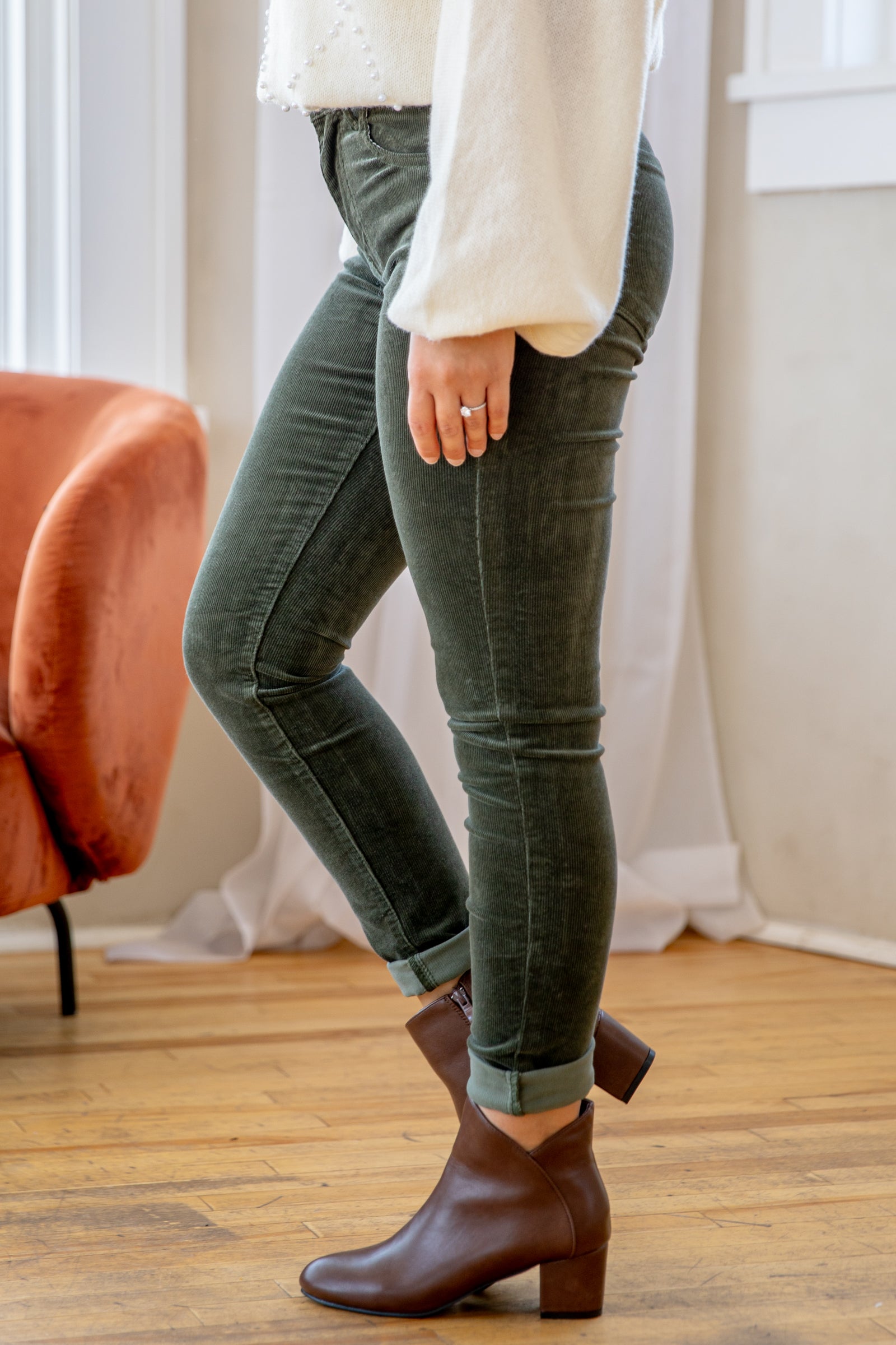 KanCan Olive Corduroy Skinny Pants · Filly Flair