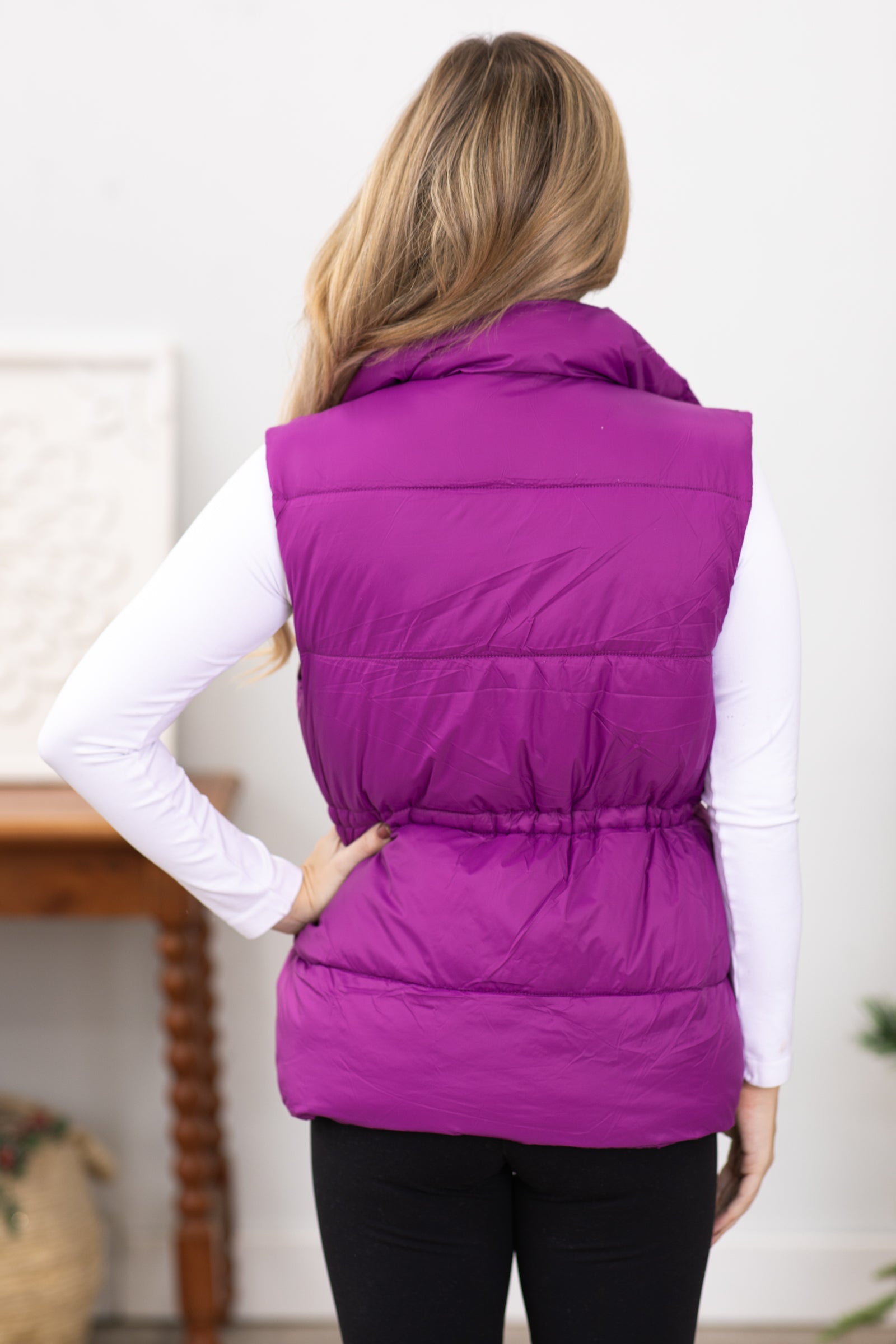 Purple Channel Quilted Puffer Vest · Filly Flair