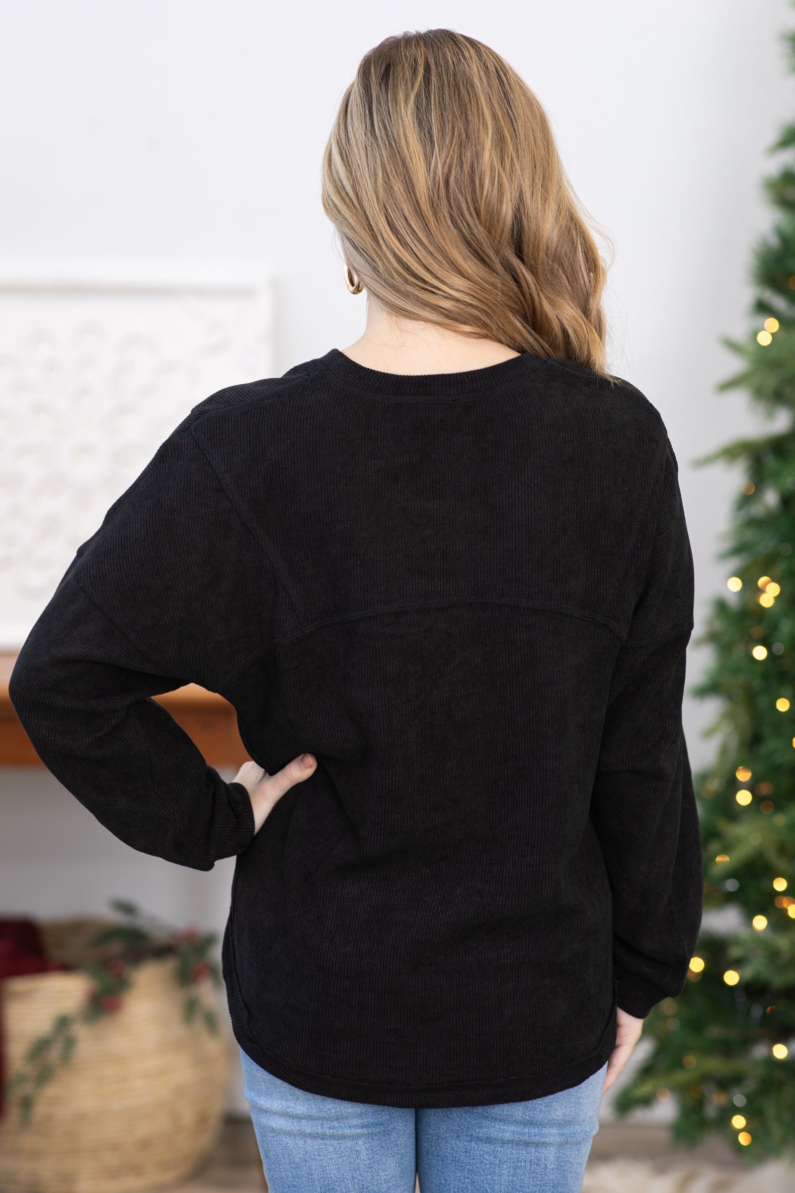 Black Ribbed Soft Knit Top · Filly Flair