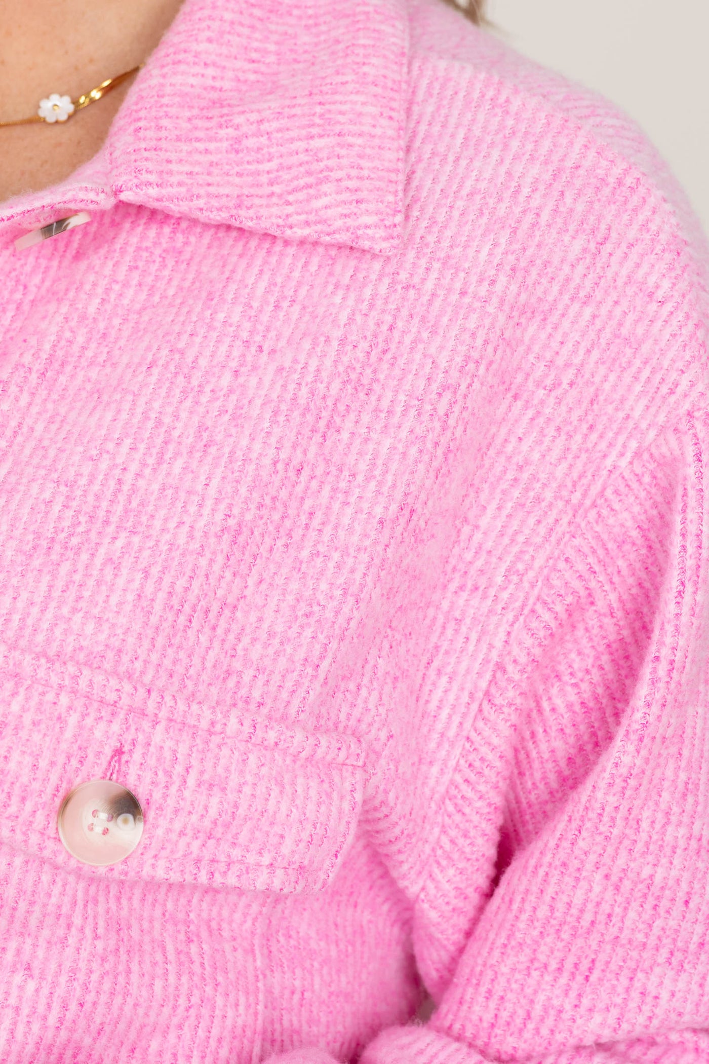 Pink Cozy Brushed Waffle Knit Shacket · Filly Flair