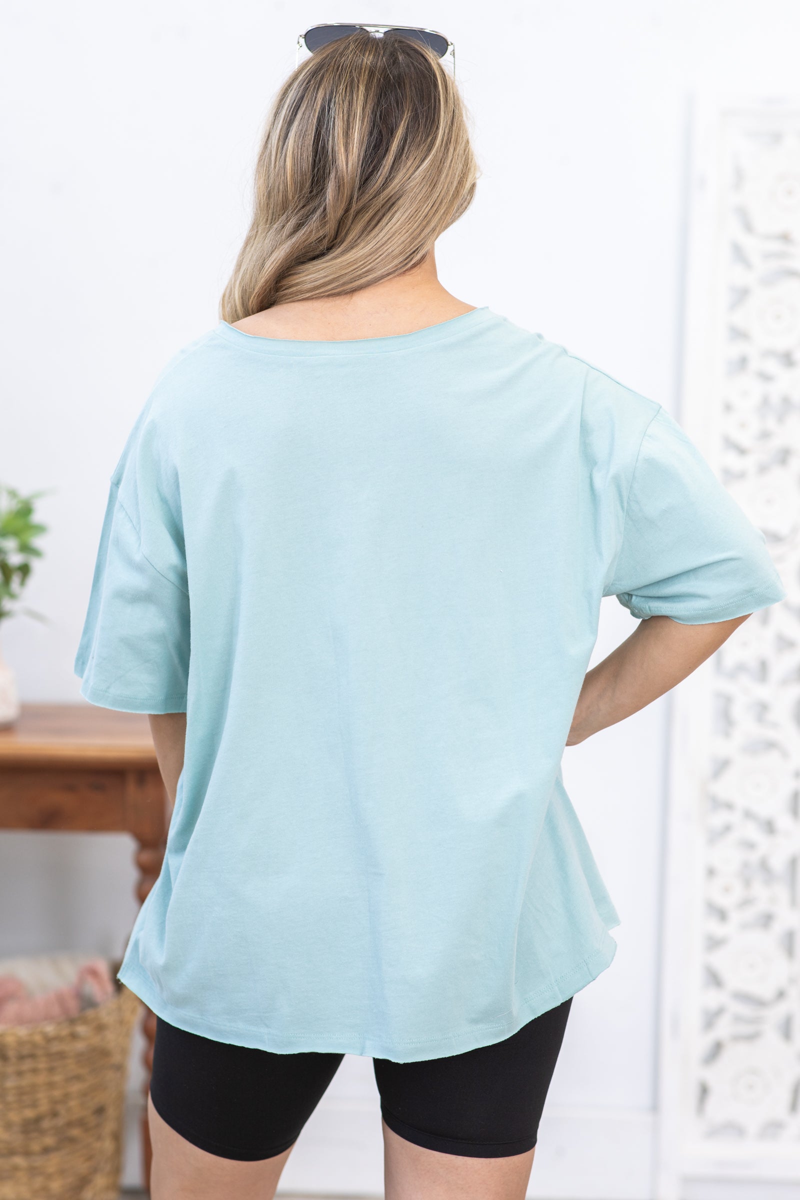 Mint Oversized Raw Edge Tee Shirt · Filly Flair