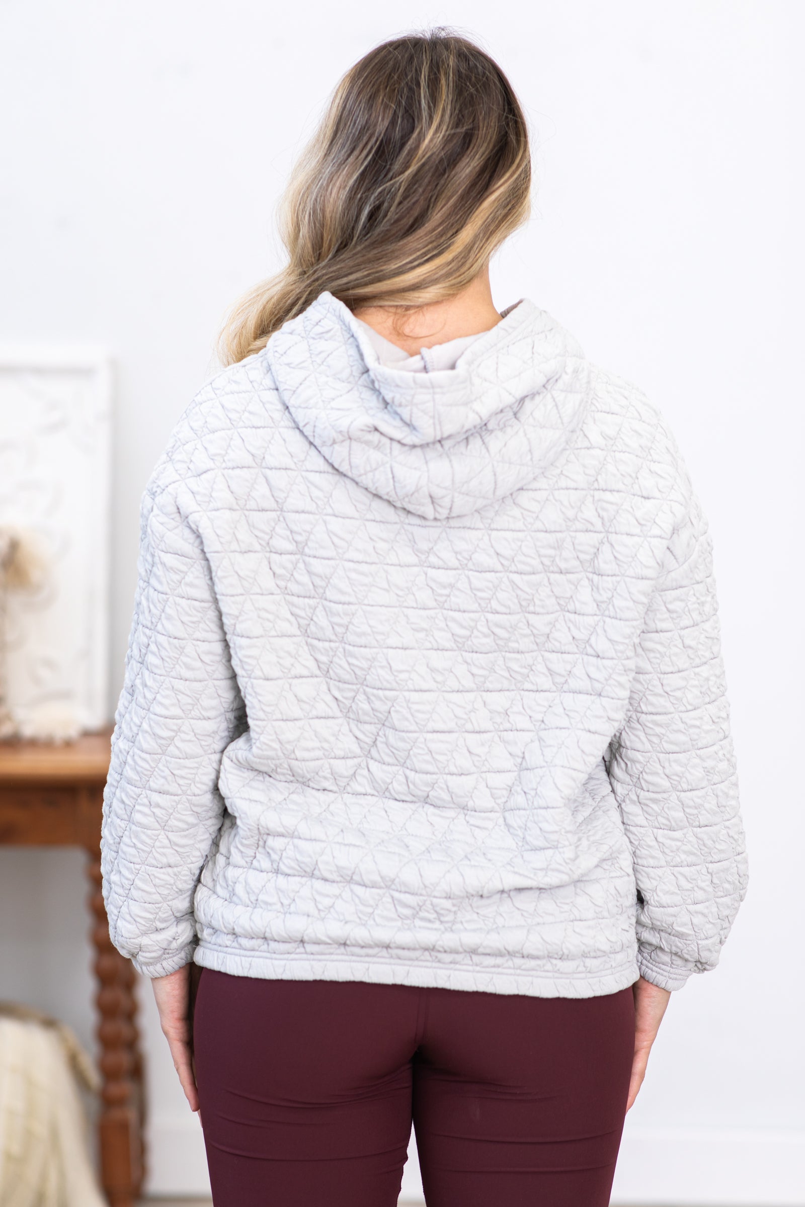 Light Grey Thermal Quilted Hoodie · Filly Flair