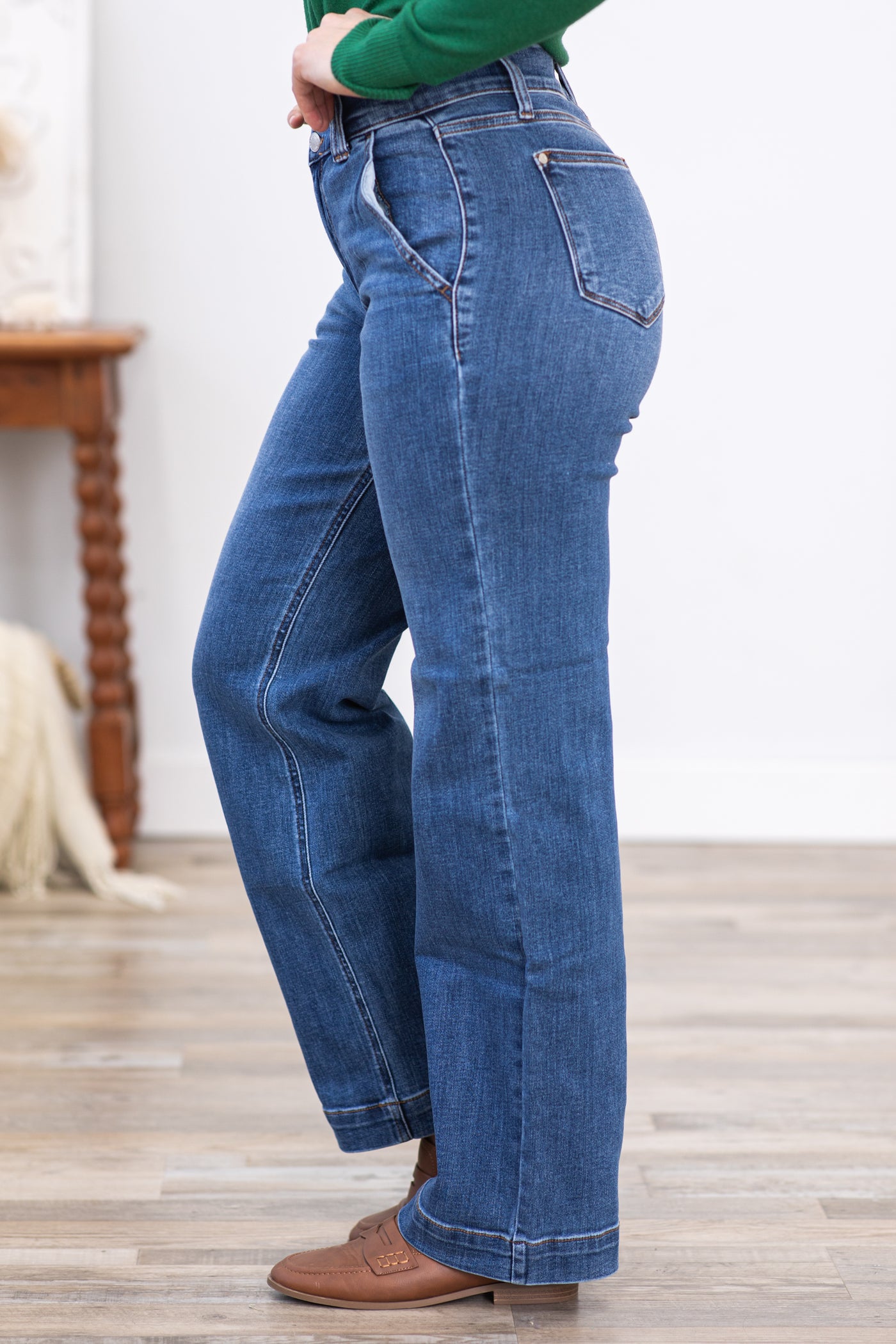 Judy Blue Double Button Wide Leg Jeans · Filly Flair