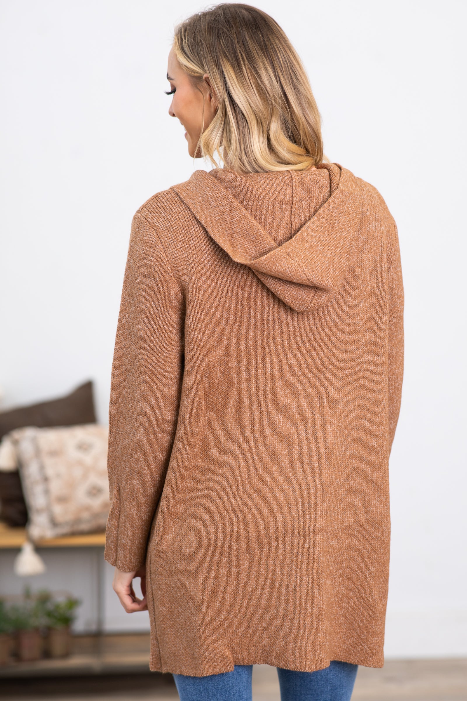 Light Mocha Hooded Cardigan With Pockets · Filly Flair