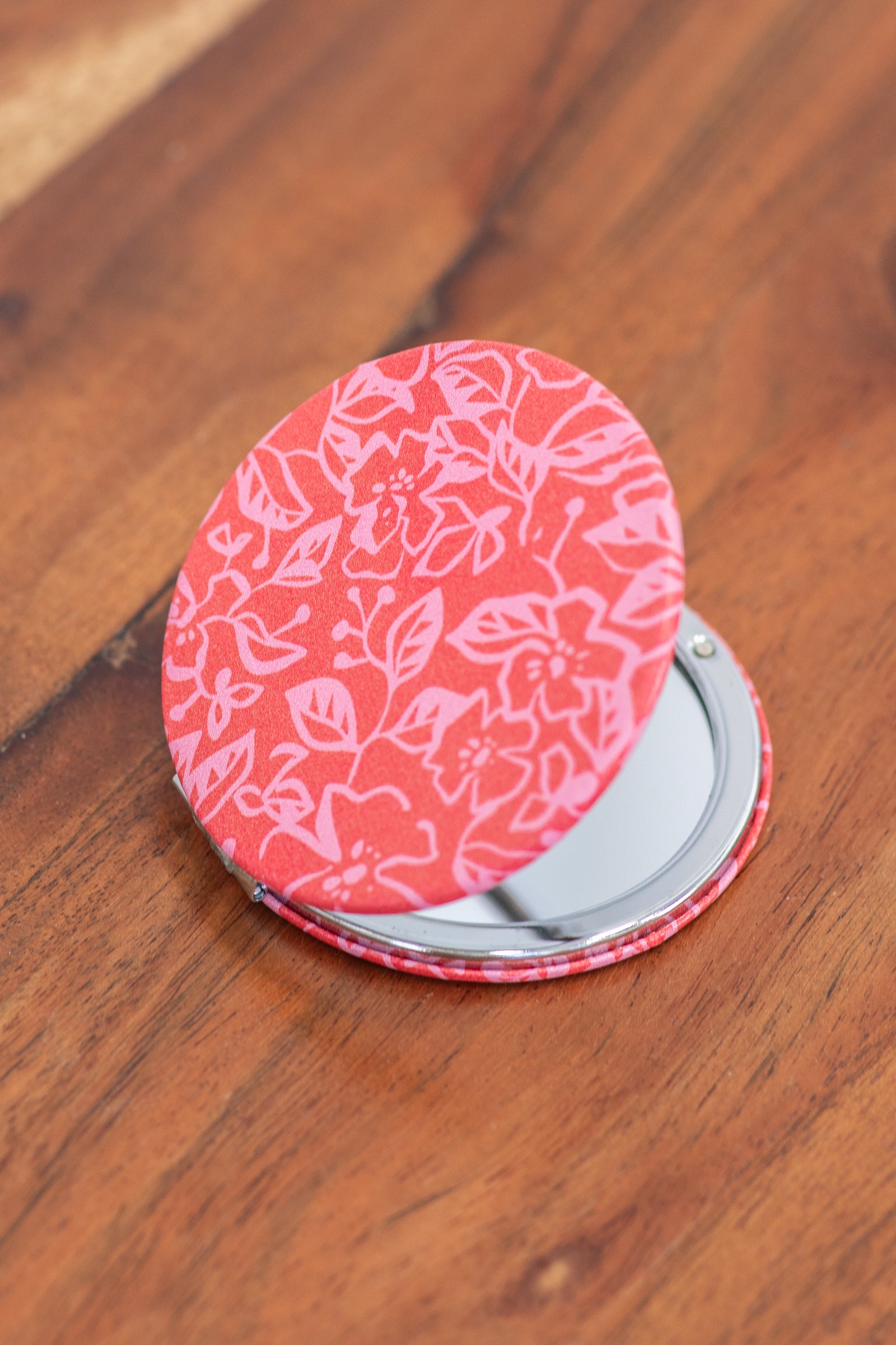 Pink Floral Compact Double Sided Mirror · Filly Flair