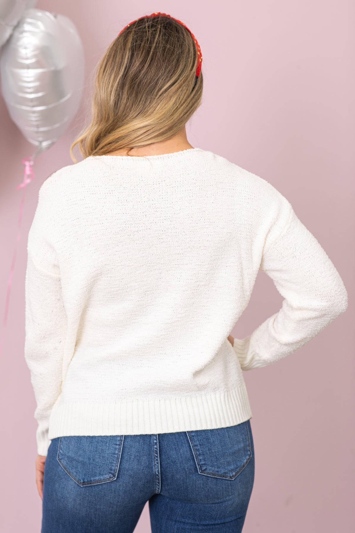 Ivory Heart Intarsia Lightweight Sweater · Filly Flair