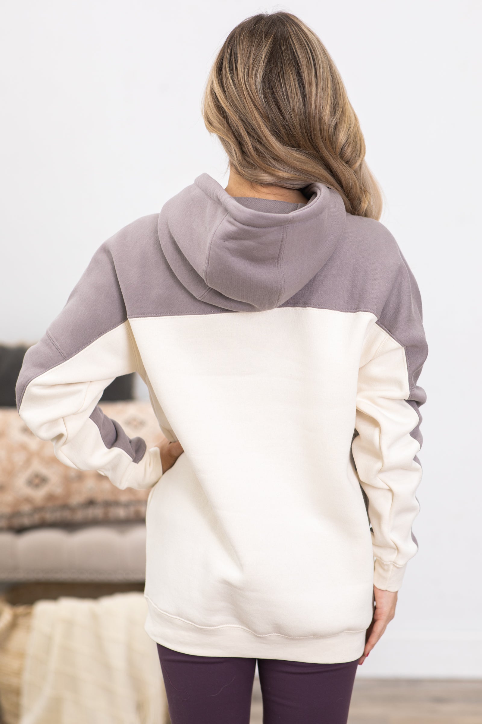 Grey and Cream Colorblock Pullover · Filly Flair