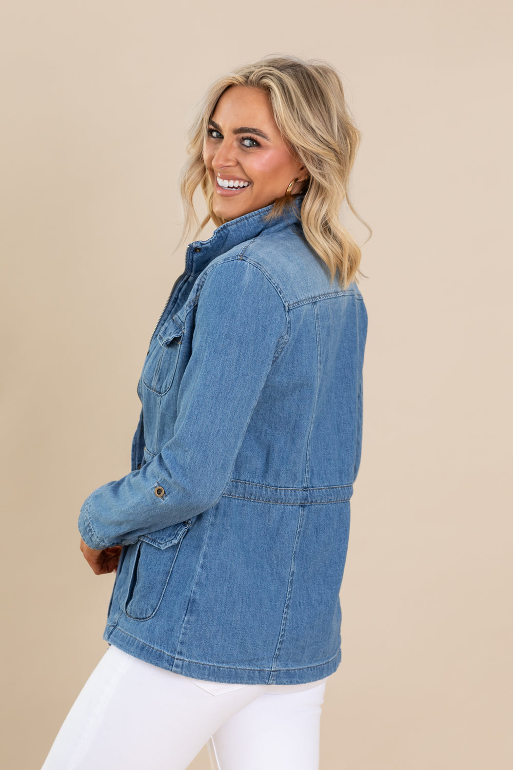 Risen Medium Wash Anorak Denim Jacket · Filly Flair