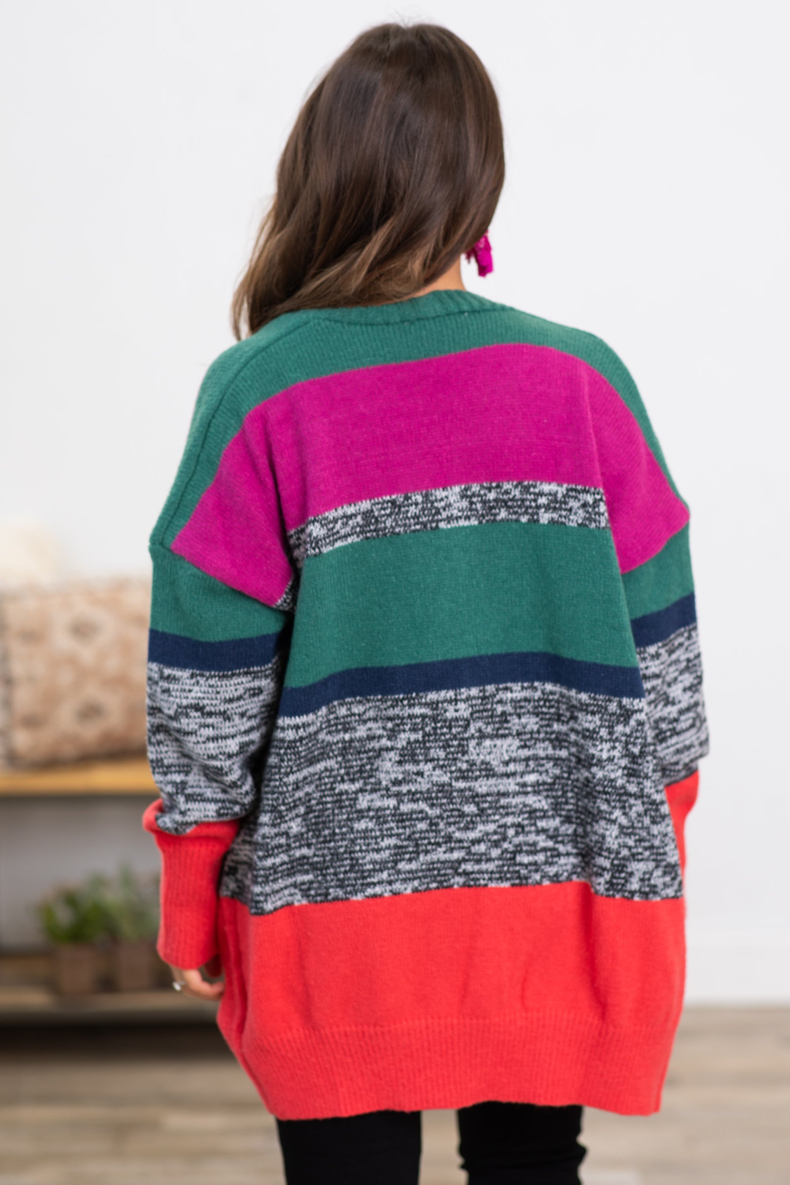 Emerald Green and Fuchsia Colorblock Cardigan · Filly Flair