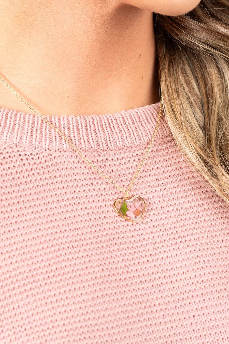 Cottage Floral Heart Dried Flower Necklace · Filly Flair