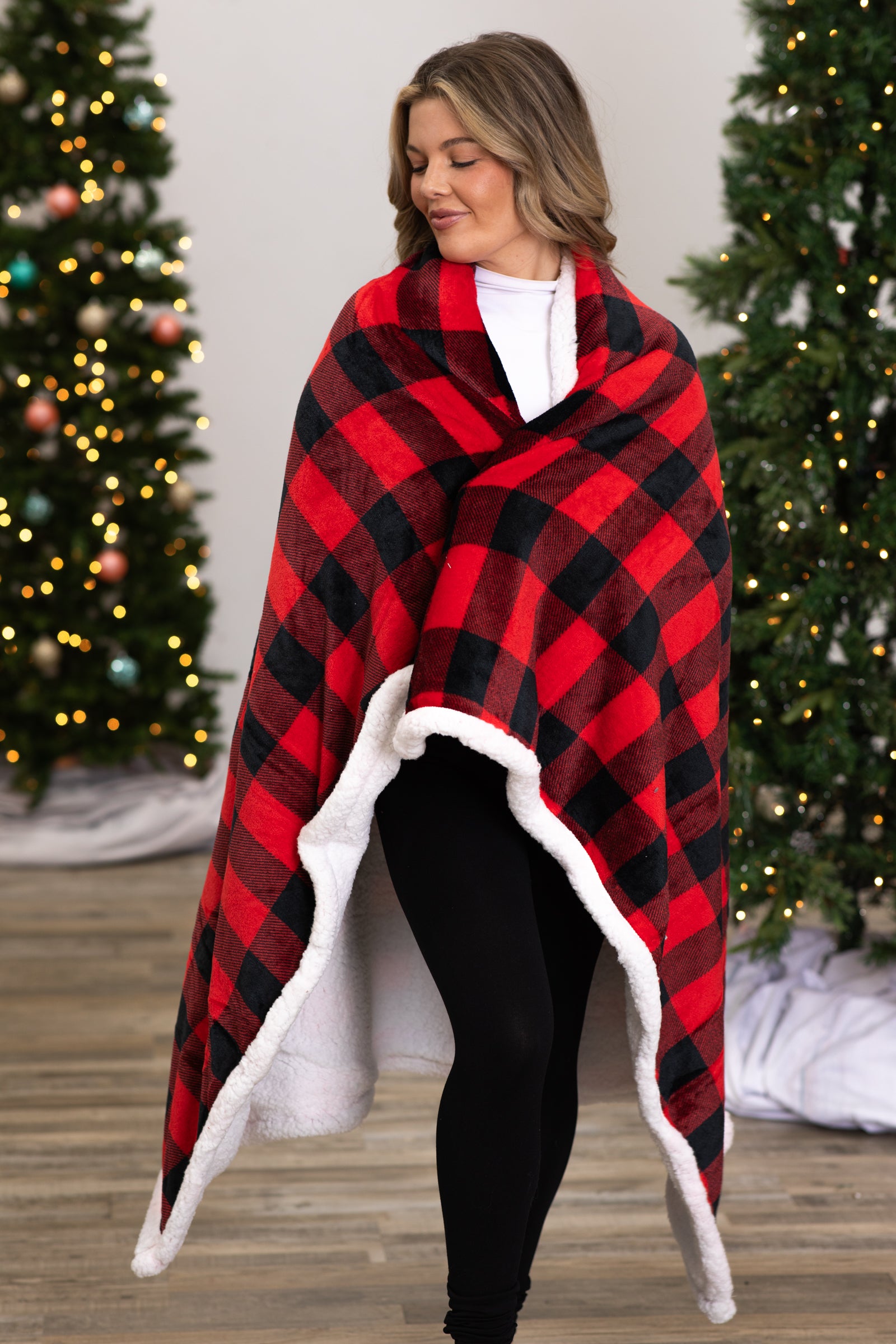 Red and Black Plaid Sherpa Back Blanket · Filly Flair