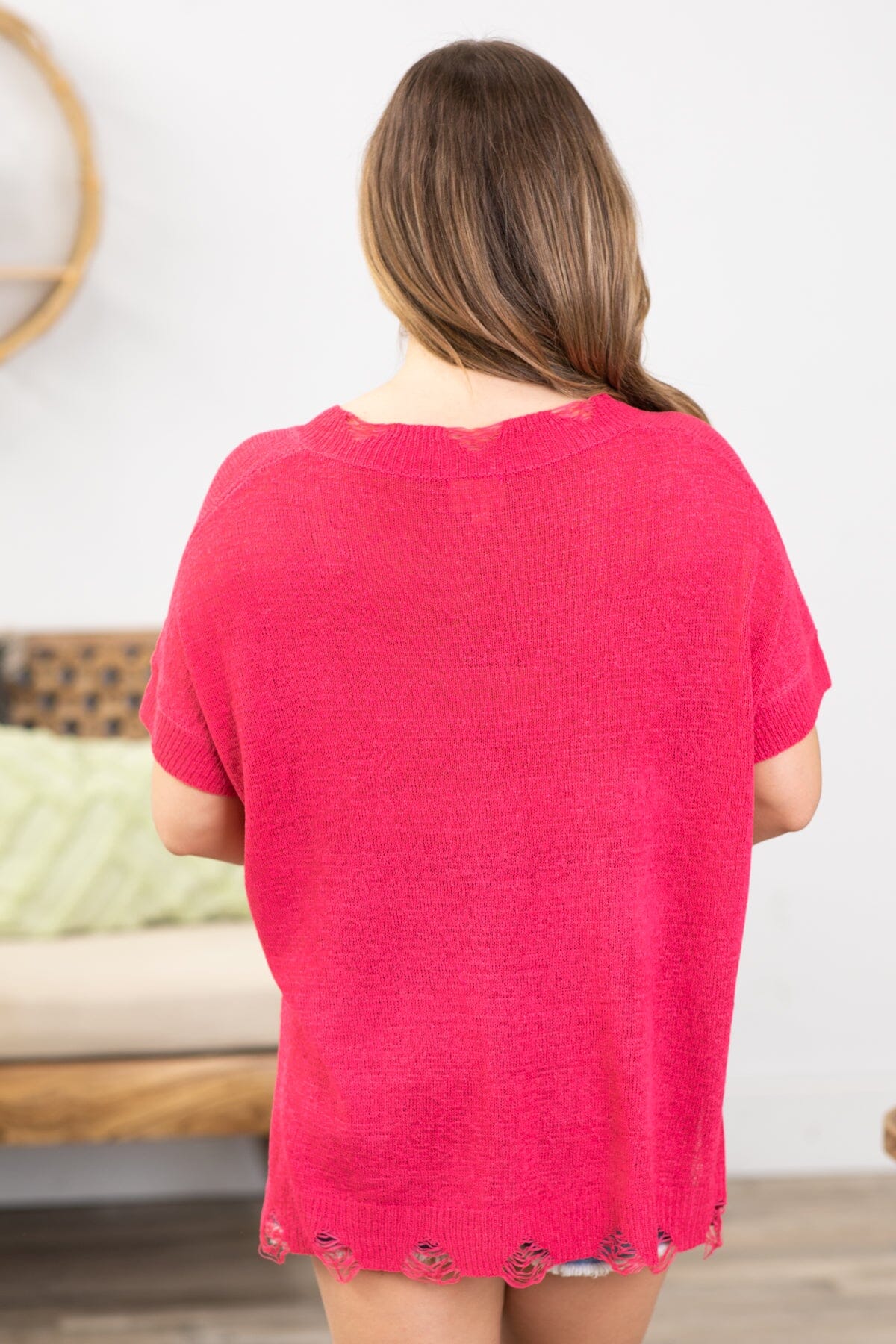 Raspberry Lightweight Sweater Knit Top · Filly Flair