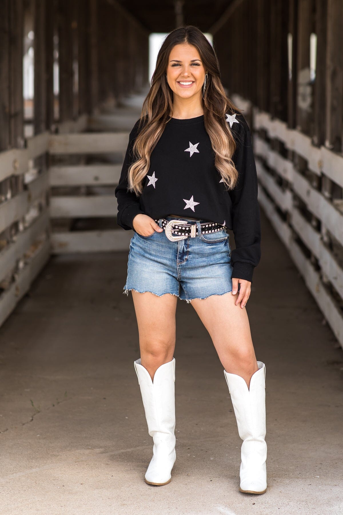 Black and Silver Hot Fix Stars Sweatshirt · Filly Flair