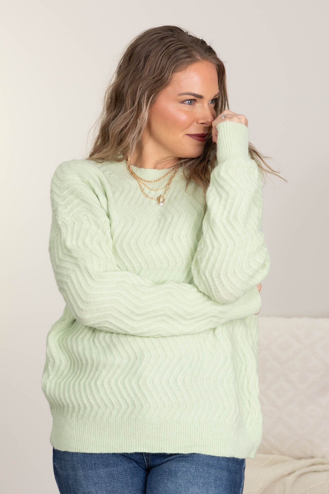 ZigZag Textured Dolman Knit Sweater · Filly Flair