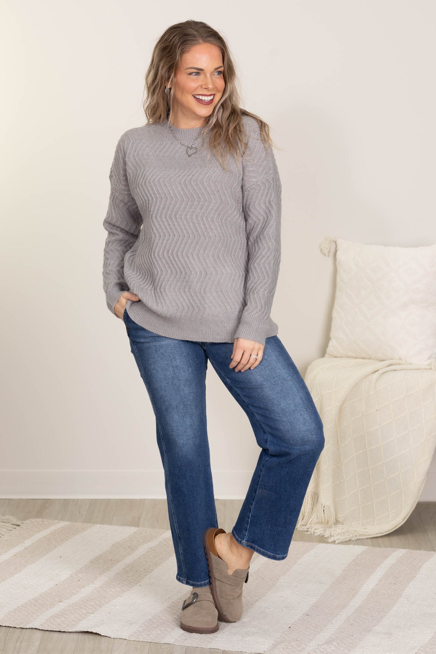 ZigZag Textured Dolman Knit Sweater · Filly Flair
