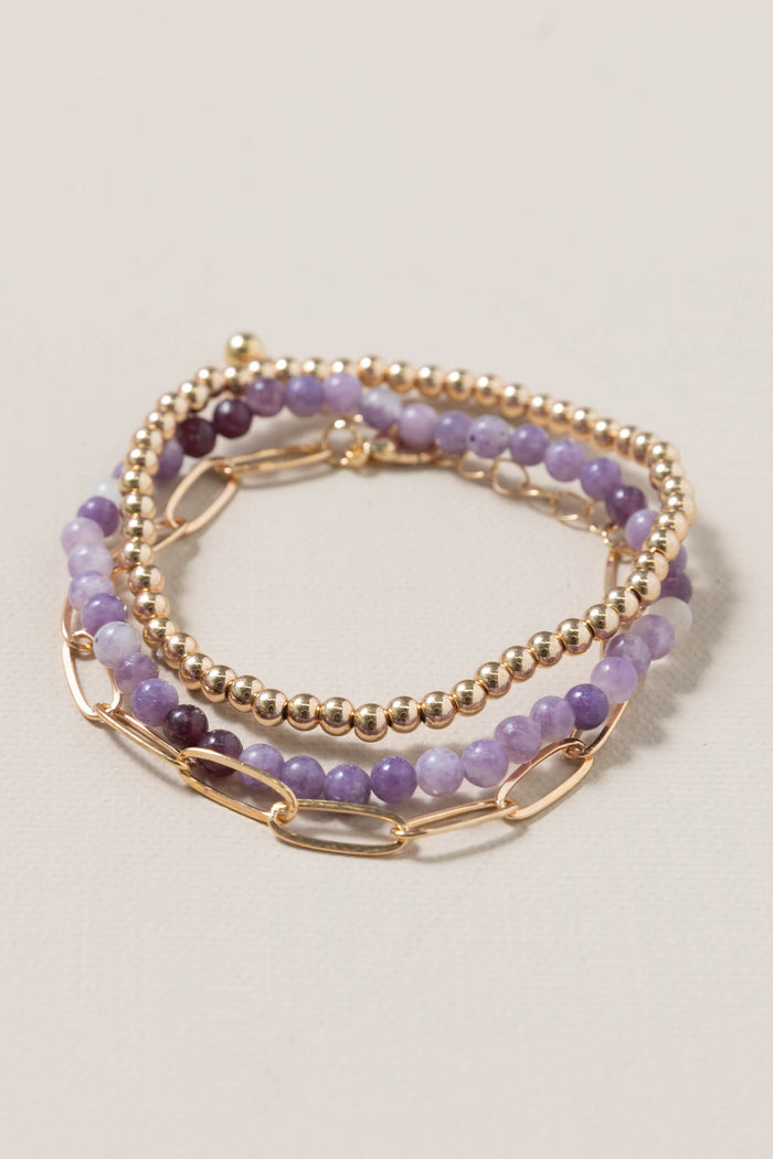 Natural Stone Ball Chain Link Bracelets · Filly Flair
