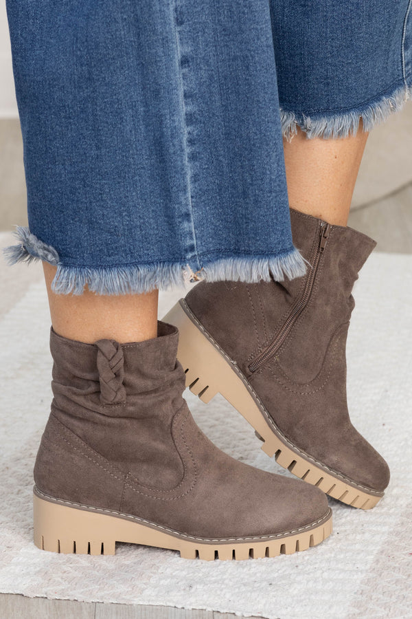 Micro Suede Lug Sole Boot With Braid Detail · Filly Flair