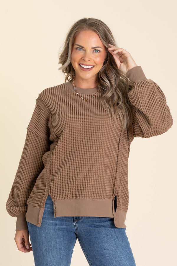 Relaxed Fit Waffle Knit Lightweight Sweaters · Filly Flair