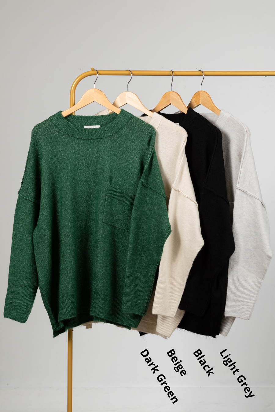 Solid Melange Hi-Low Hem Pocket Sweaters · Filly Flair