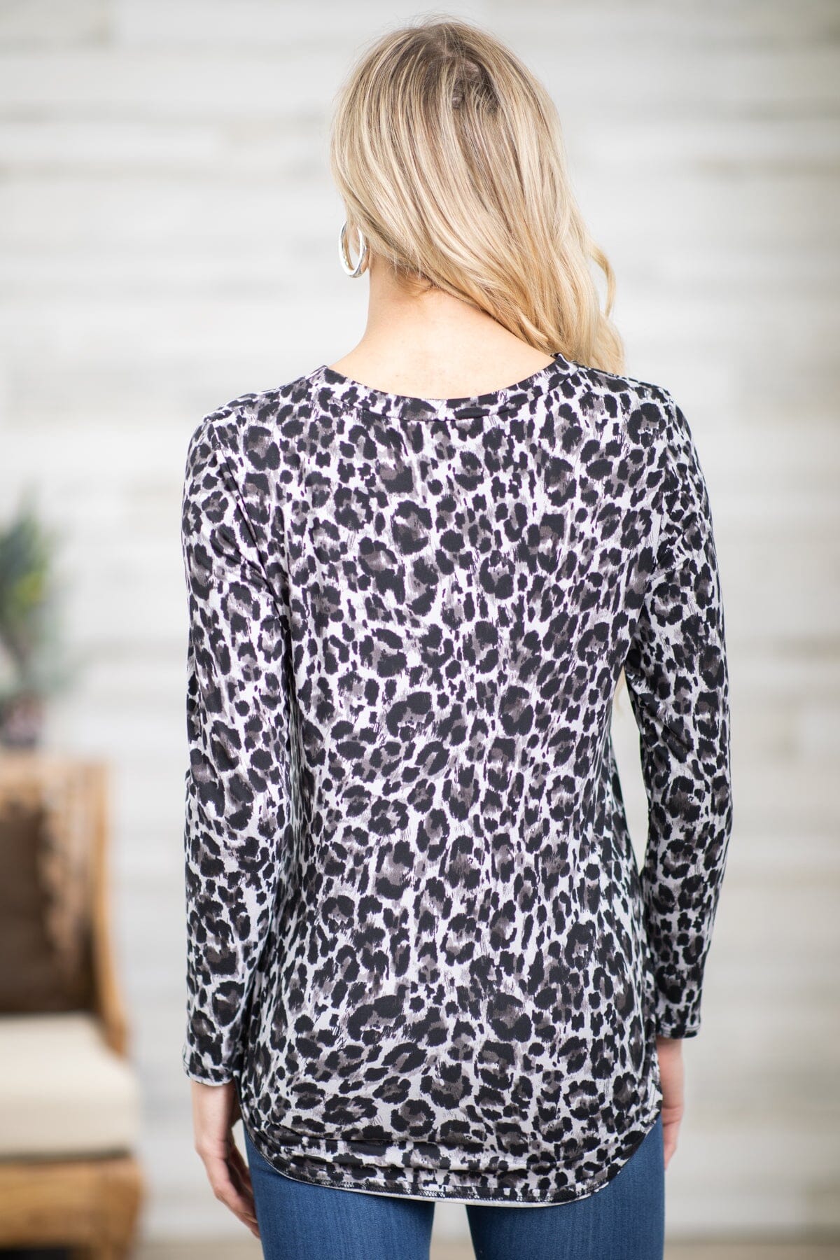 Light Grey Animal Print Top · Filly Flair