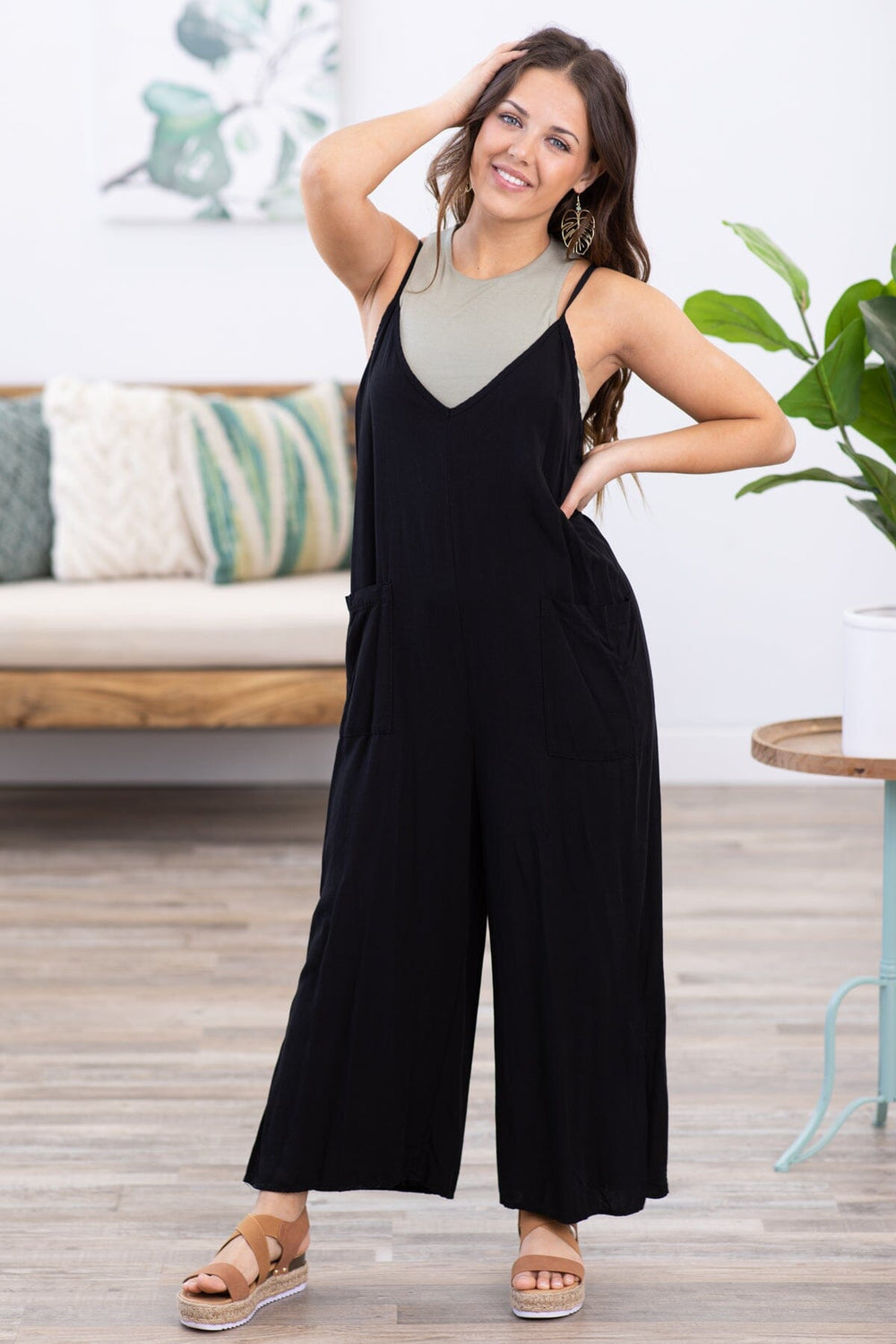 Black Wide Leg Jumpsuit With Pockets · Filly Flair