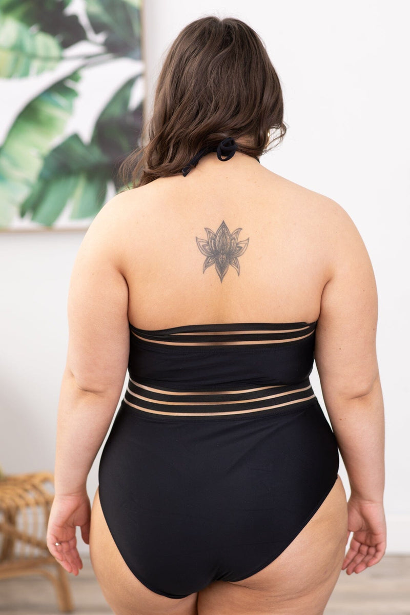 Black Halter Neck One Piece Swimsuit · Filly Flair