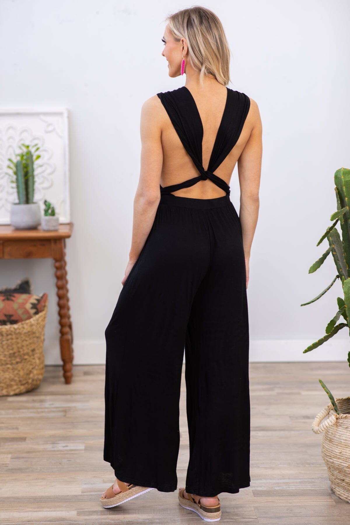Black Convertible Strap Wide Leg Jumpsuit · Filly Flair