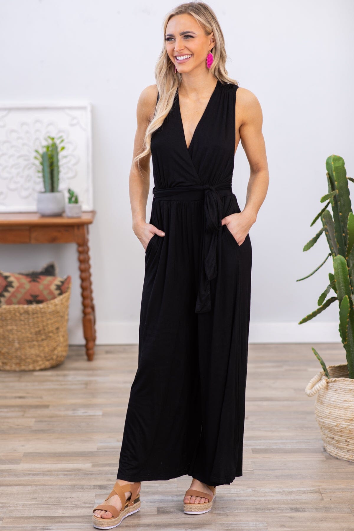 Black Convertible Strap Wide Leg Jumpsuit · Filly Flair