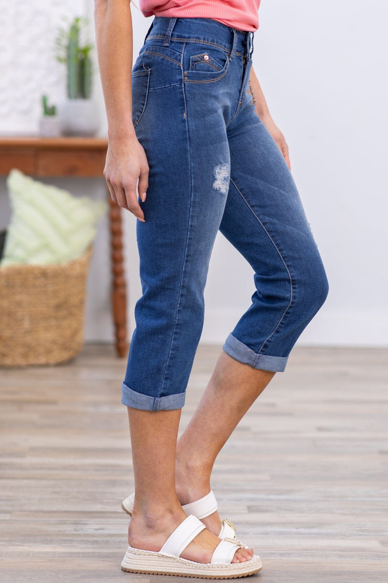 YMI Medium Wash High Rise Roll Cuff Capris · Filly Flair