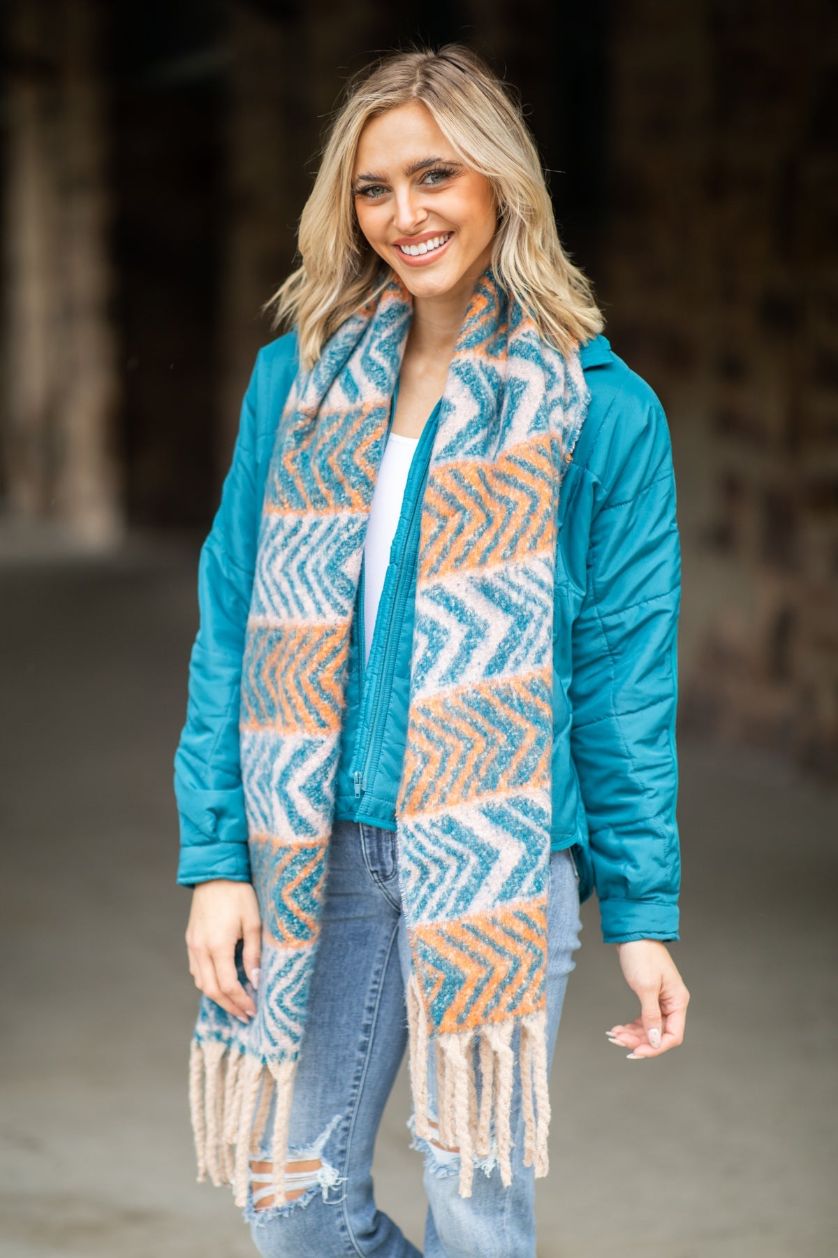 Teal Quilted Funnel Neck Jacket · Filly Flair