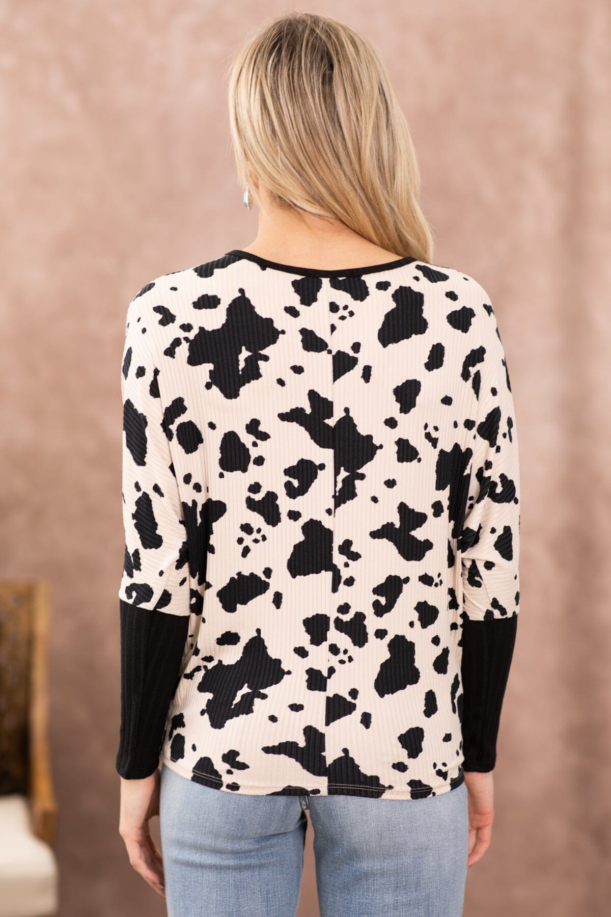 Black and Cream Cow Print Top · Filly Flair