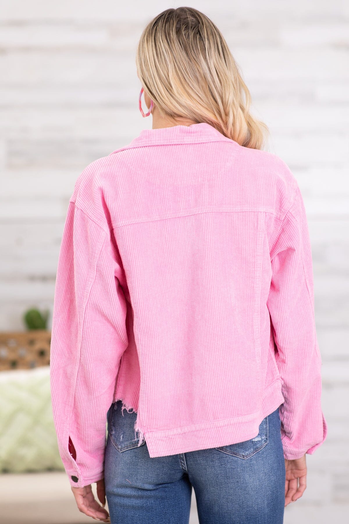 Pink Fray Hem Corduroy Jacket · Filly Flair