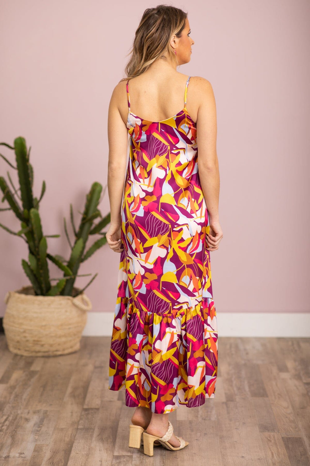 Raspberry and Yellow Tropical Print Maxi Dress · Filly Flair