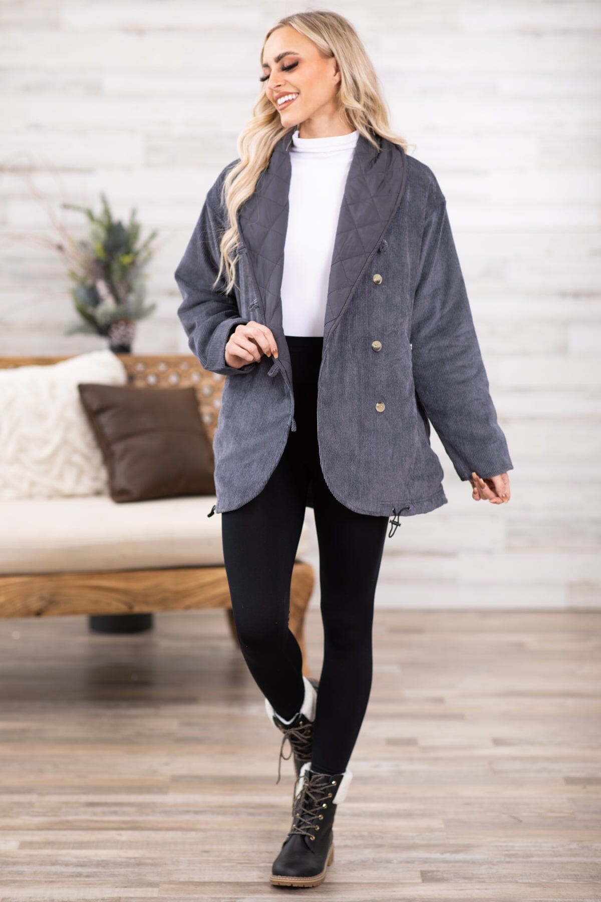 Slate Blue Washed Mid Length Jacket · Filly Flair