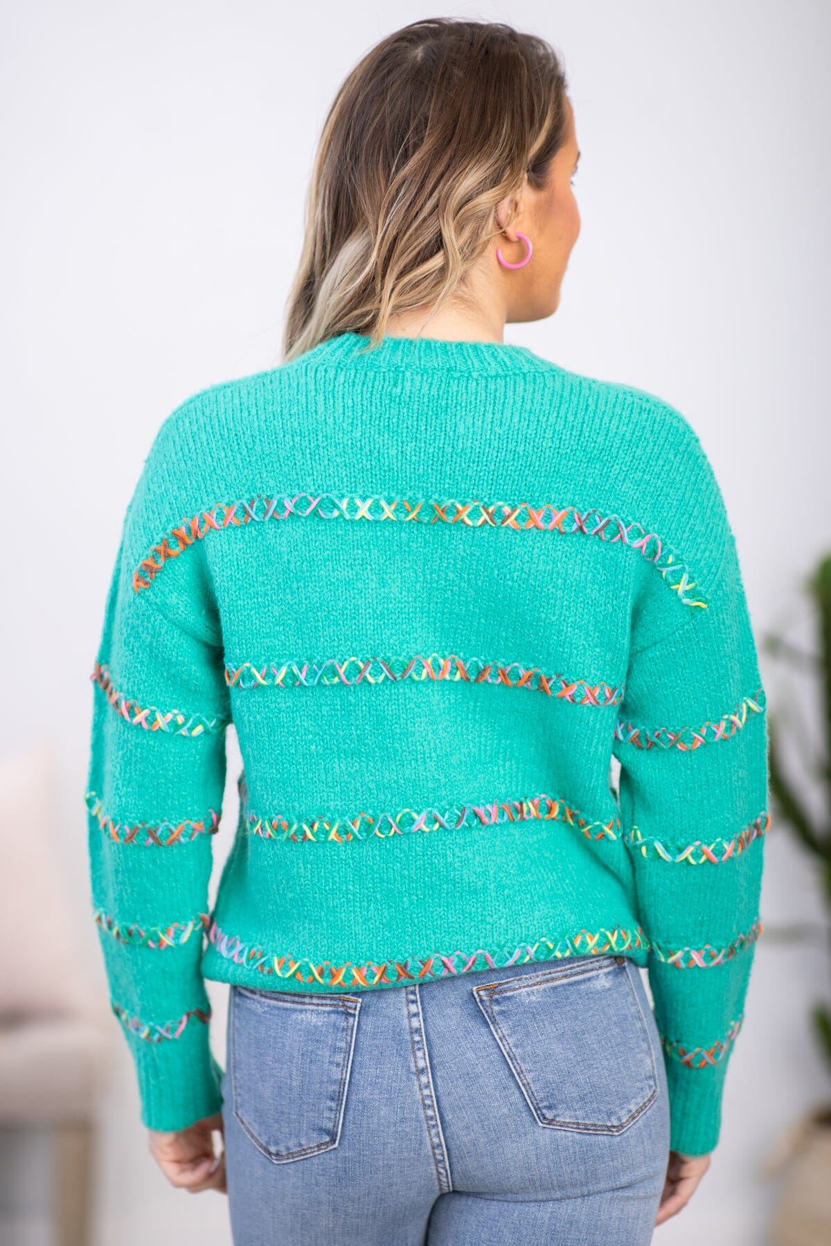 Turquoise Multicolor Stripe Sweater · Filly Flair